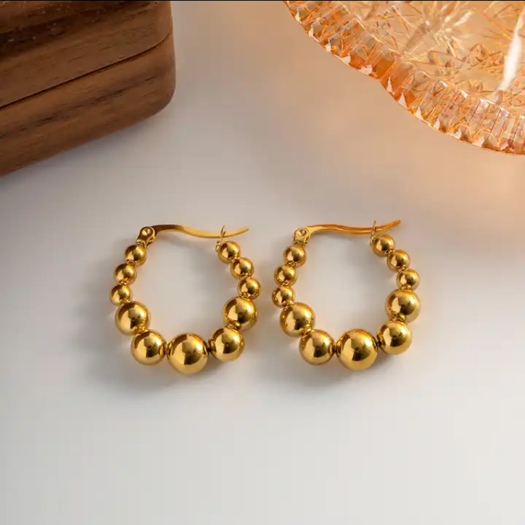 Tal Gold Bead Hoop Earrings – Charlie Said